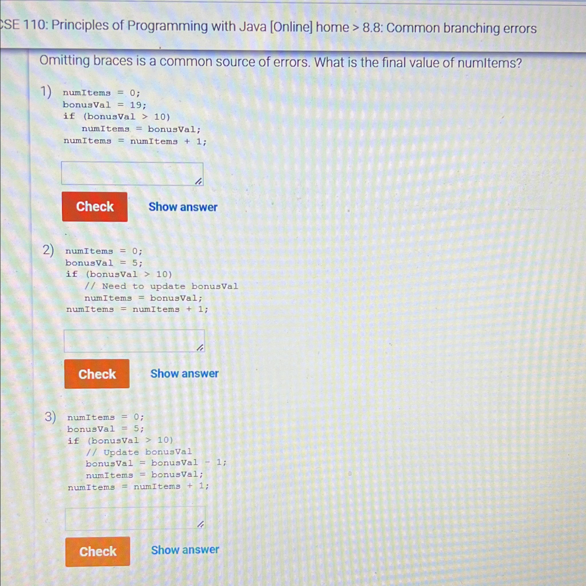 Solved SE 110: Principles of Programming with Java [Online] | Chegg.com