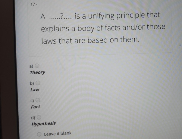 Solved 17- A .......?..... is a unifying principle that | Chegg.com