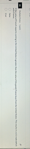 Solved 20Multiple Choice1 ﻿pointIf the value of French | Chegg.com