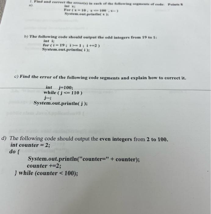 Solved 1. Find and cirrect the erroris) in each of the | Chegg.com