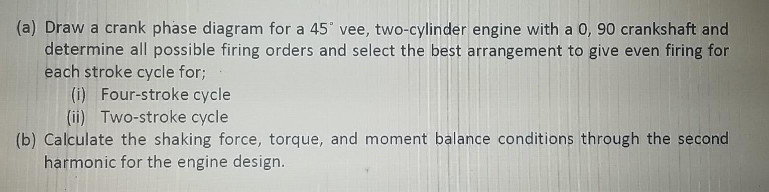 Solved (a) Draw a crank phase diagram for a 45° vee, | Chegg.com