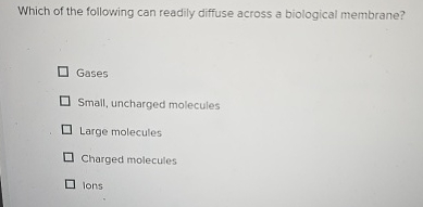 Solved Which of the following can readily diffuse across a | Chegg.com