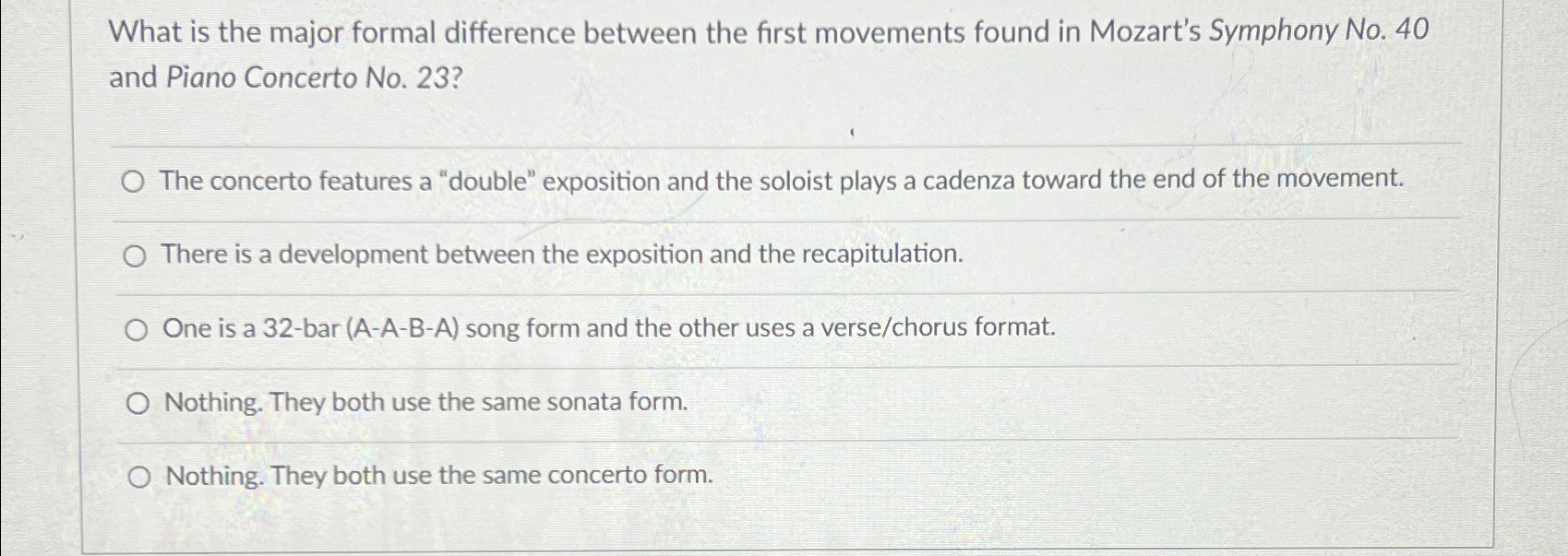 Solved What is the major formal difference between the first | Chegg.com