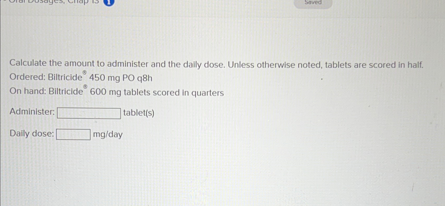 Solved Calculate the amount to administer and the daily | Chegg.com