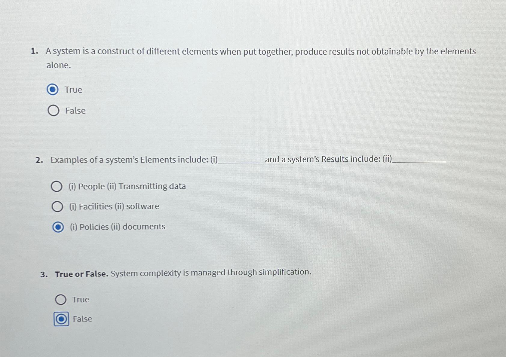 Solved A system is a construct of different elements when | Chegg.com