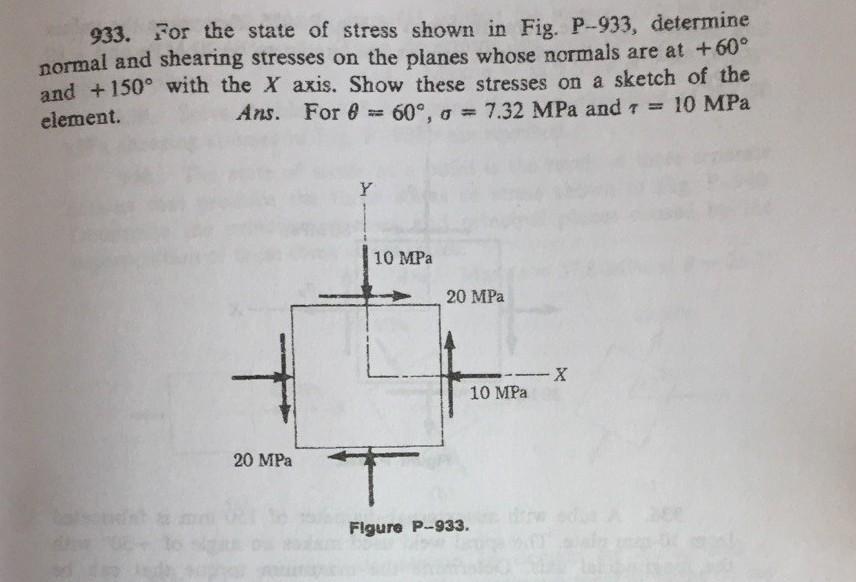 Solved Y 10 MPa 20 MPa X 10 MPa T 20 MPa T 933. For the | Chegg.com