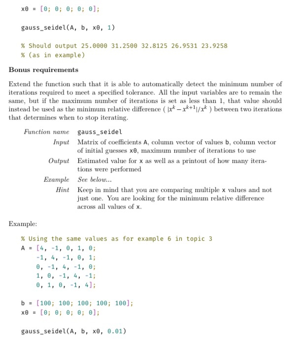 Solved Lab 3: Gauss-Seidel method . General task Write a | Chegg.com