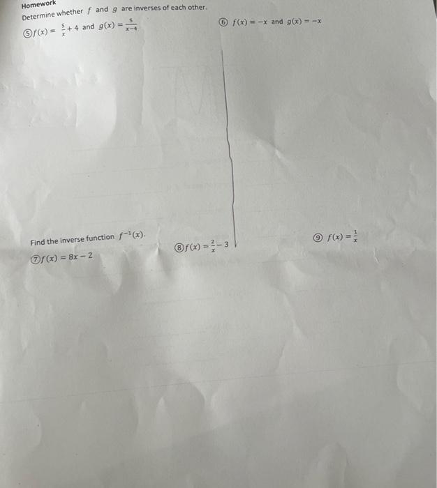 Determine whether f and g are inverse of eachother | Chegg.com