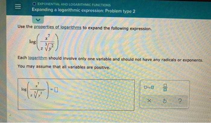 Solved O EXPONENTIAL AND LOGARITHMIC FUNCTIONS Expanding a | Chegg.com
