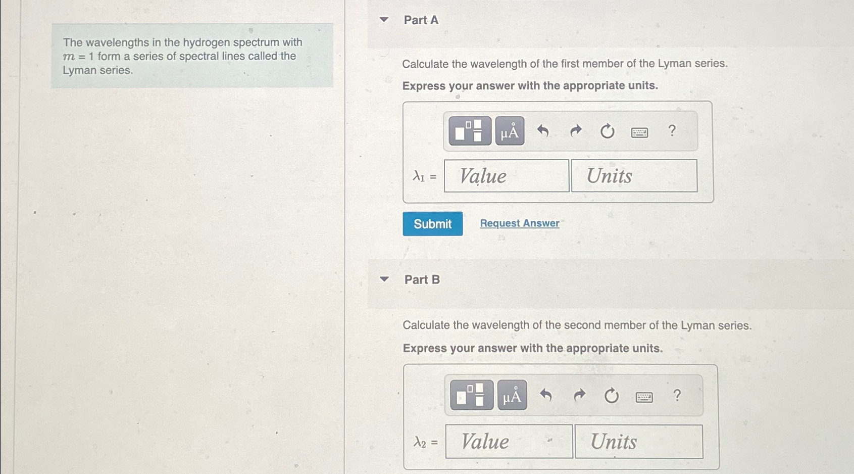 Solved The wavelengths in the hydrogen spectrum with m=1 | Chegg.com