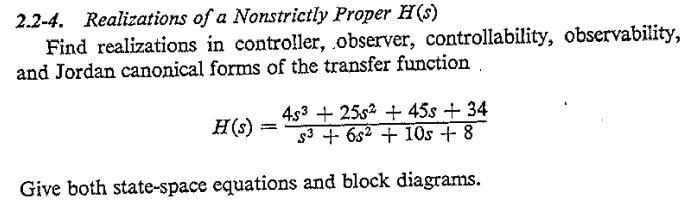 Solved 2.2-4. Realizations of a Nonstrictly Proper H(s) Find | Chegg.com