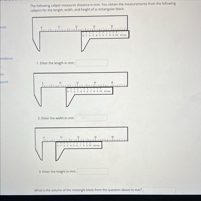 Solved The following caliper measures distance in mm. You | Chegg.com