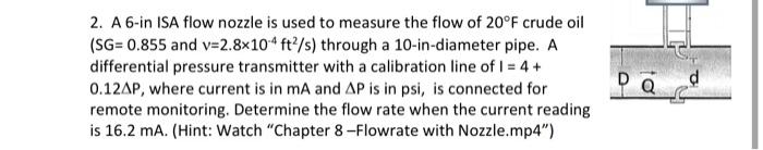 Solved 2. A 6-in ISA flow nozzle is used to measure the flow | Chegg.com