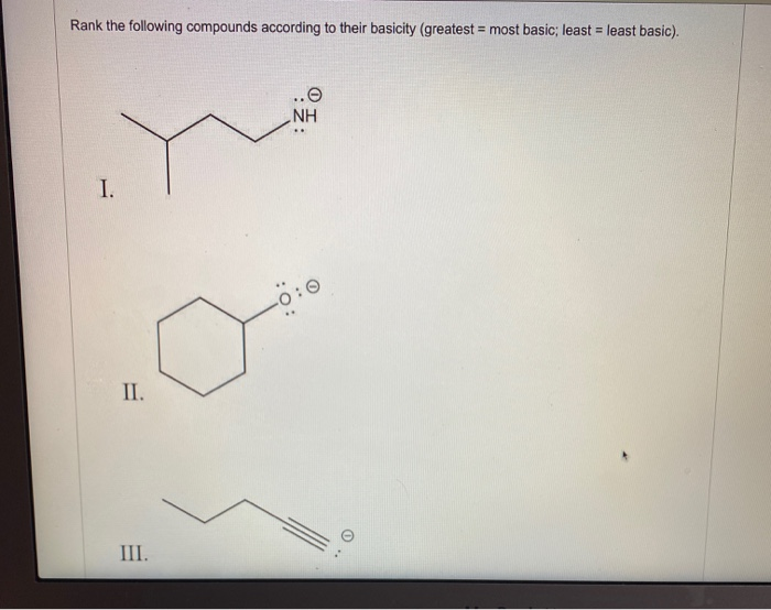Solved Rank the following compounds according to their | Chegg.com