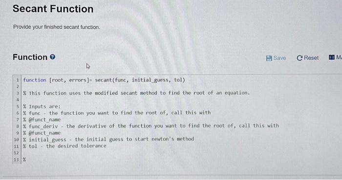 Solved Secant Function Provide your finished secant | Chegg.com