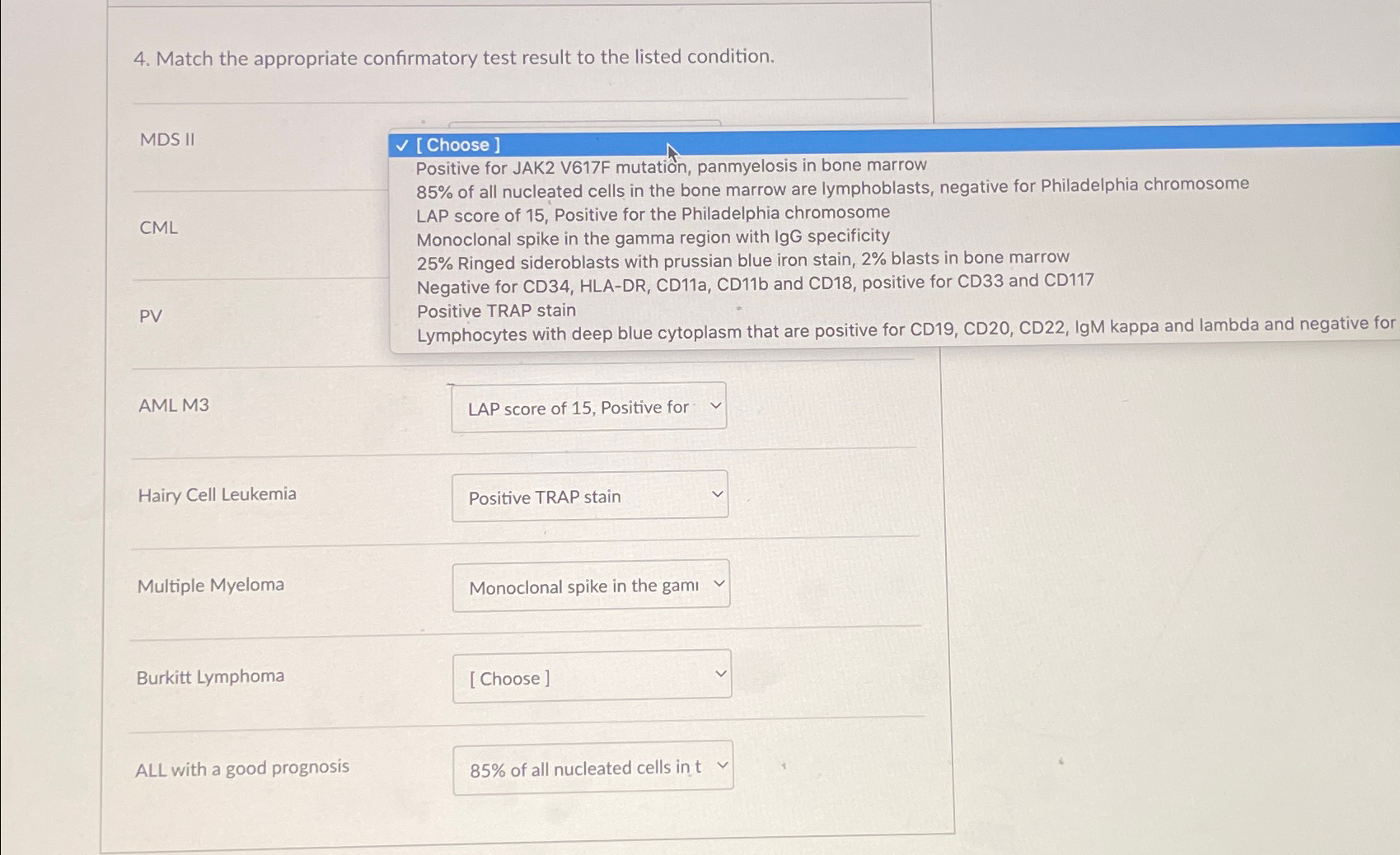 Solved Match the appropriate confirmatory test result to the | Chegg.com