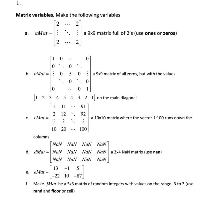 Solved 2. Use the matrices from previous problem to do the | Chegg.com