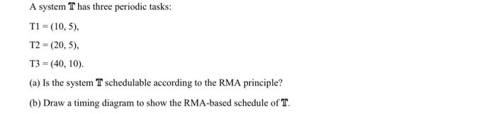 Solved A system T has three periodic tasks: | Chegg.com