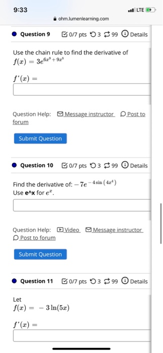 Solved 9:33 LTE ohm.lumenlearning.com Textbook section: | Chegg.com
