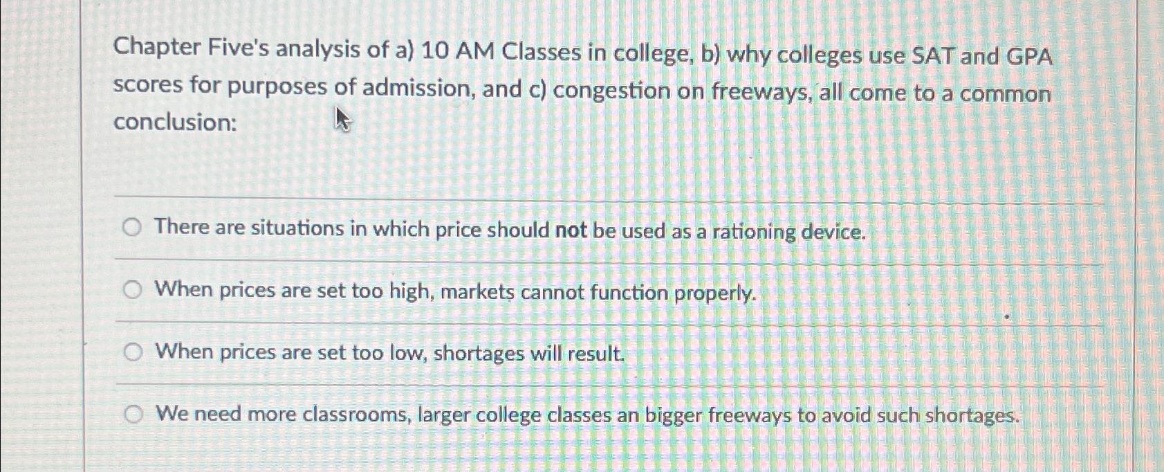 Solved Chapter Five's analysis of a) 10 ﻿AM Classes in | Chegg.com