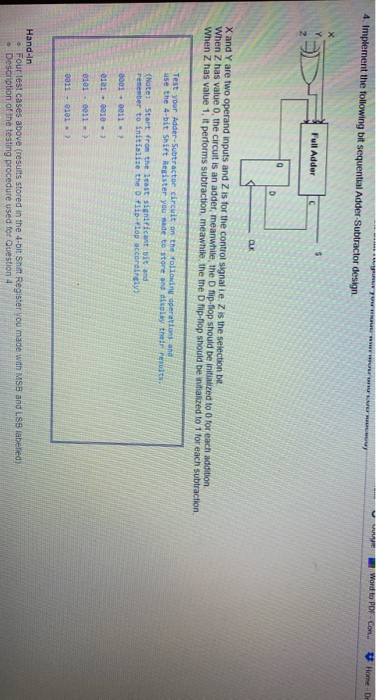 Build a 4-bit right shift register device using four | Chegg.com