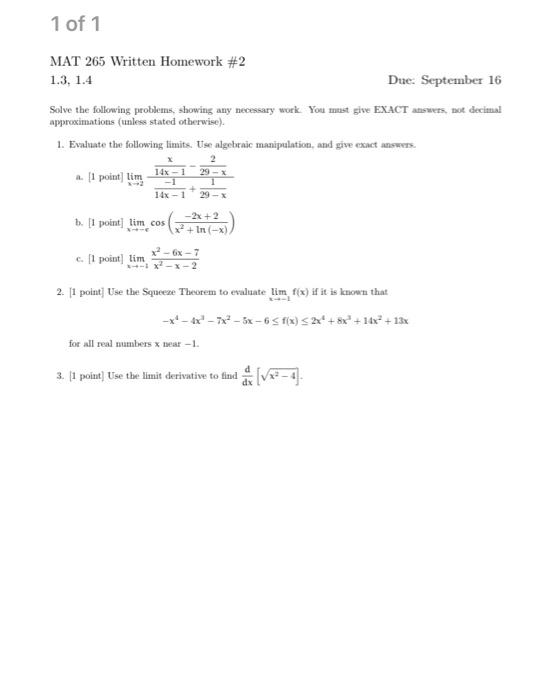 Solved Solve The Following Problems Showing Any Necessary