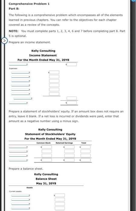 Comprehensive Problem 1 Part 1: The following is a | Chegg.com