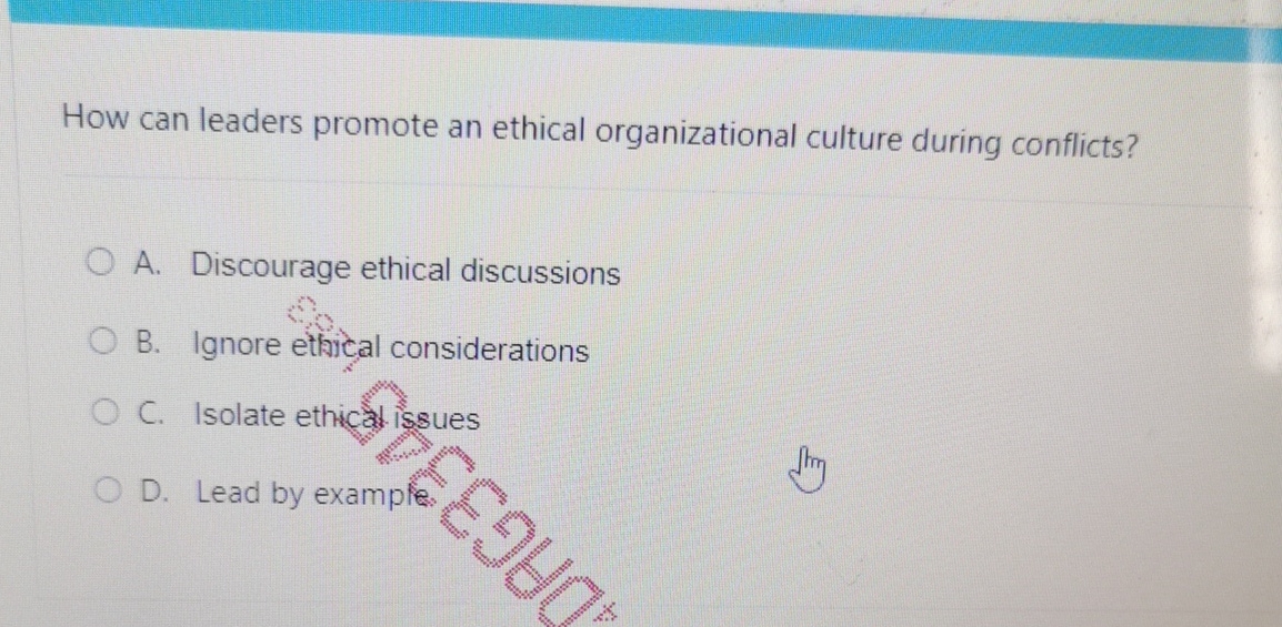 Solved How can leaders promote an ethical organizational | Chegg.com