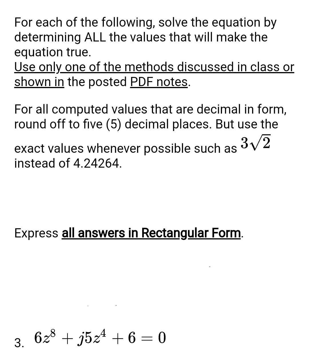 Solved For each of the following, solve the equation by | Chegg.com
