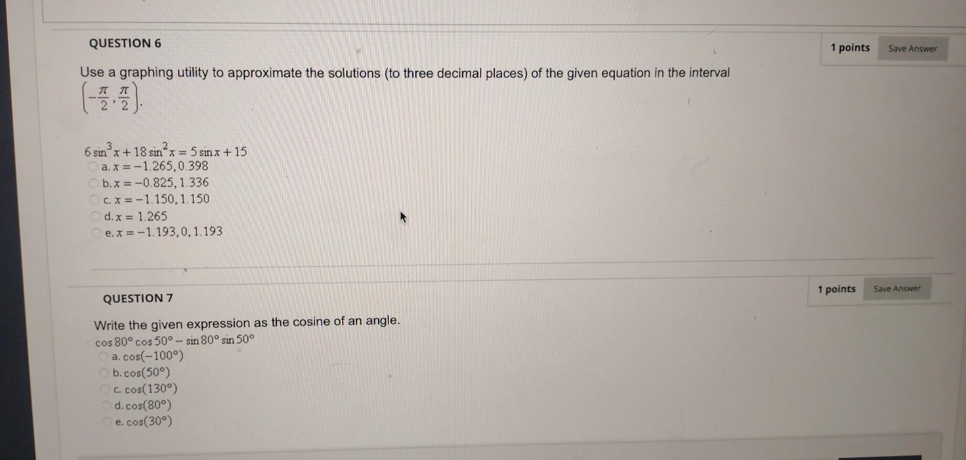 Solved Use a graphing utility to approximate the solutions | Chegg.com