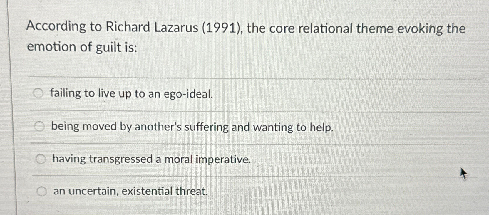 Solved According to Richard Lazarus (1991), ﻿the core | Chegg.com