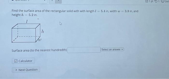 Solved Find the surface area of the rectangular solid with | Chegg.com