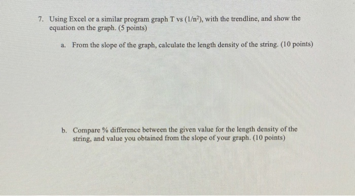 Solved Table for String Part 1 (5 points) L(m) 4.0 5*10^-3 | Chegg.com