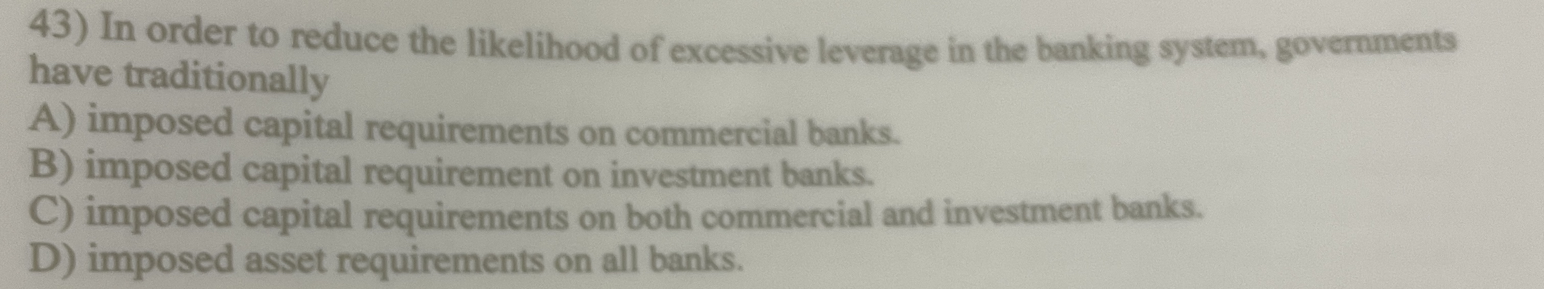 Solved In order to reduce the likelihood of excessive | Chegg.com