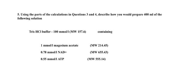 Solved 5. Using the parts of the calculations in Questions 3 | Chegg.com