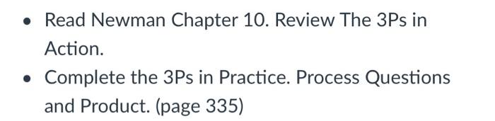 - Read Newman Chapter 10. Review The 3Ps in Action. - | Chegg.com