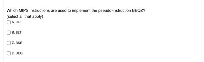 Solved Which MIPS instructions are used to implement the | Chegg.com