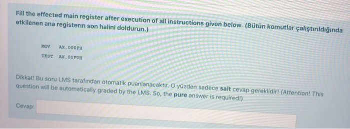 Solved Fill the effected main register after execution of | Chegg.com