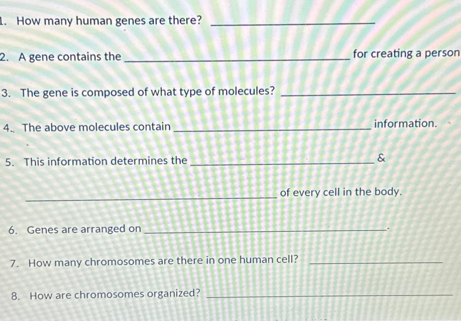 Solved How many human genes are there?2. ﻿A gene contains | Chegg.com