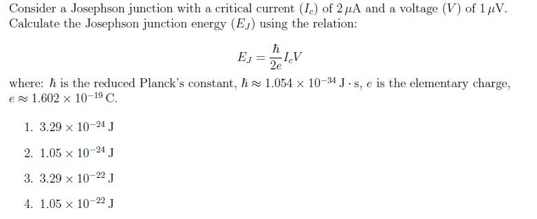 Solved Consider a Josephson junction with a critical current | Chegg.com
