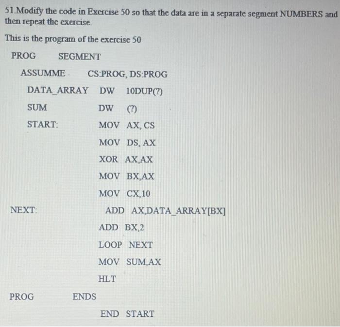 Solved 51. Modify the code in Exercise 50 so that the data | Chegg.com