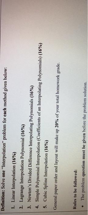 Solved Definition: Solve one "Interpolation" problem for | Chegg.com