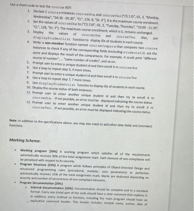 Solved Write a Ct+ program that defines an abstract data | Chegg.com