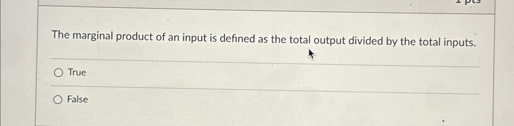 Solved The marginal product of an input is defined as the | Chegg.com