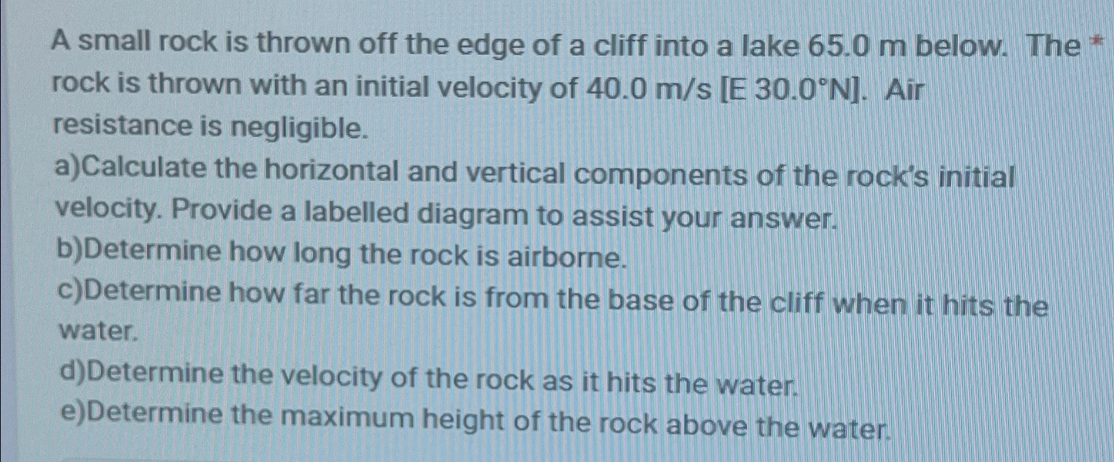 Solved A small rock is thrown off the edge of a cliff into a | Chegg.com