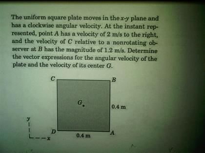 Solved The uniform square plate moves in the x-y plane and | Chegg.com