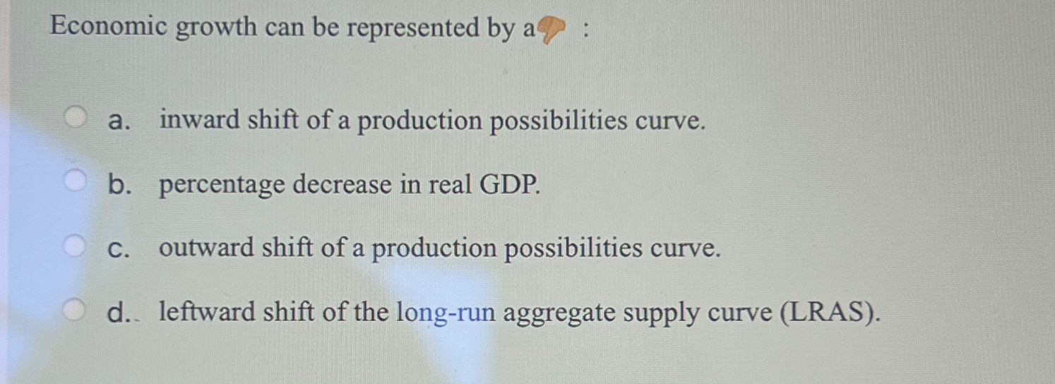 Solved Economic growth can be represented by aa. ﻿inward | Chegg.com