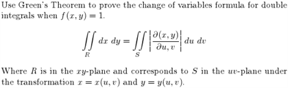 Solved Use Green's Theorem to prove the change of variables | Chegg.com