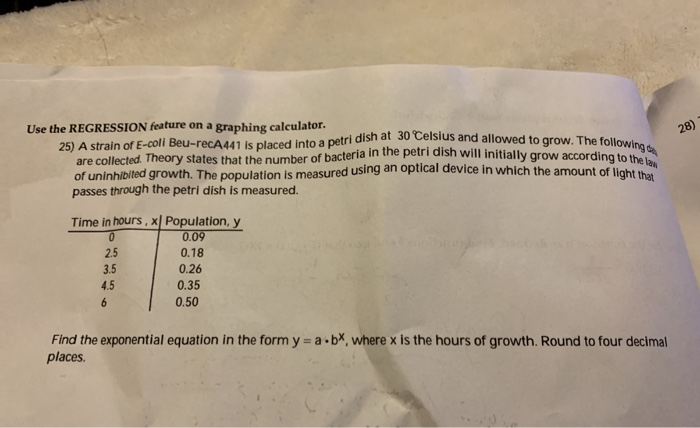 Solved Use The Regression Feature On A Graphing Calculator