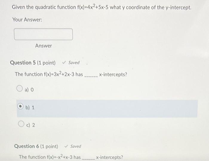 Solved Given The Quadratic Function F X 4x2 5x−5 What Y